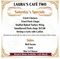 Laura's Cafe Two Menu