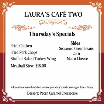 Laura's Cafe Two Menu